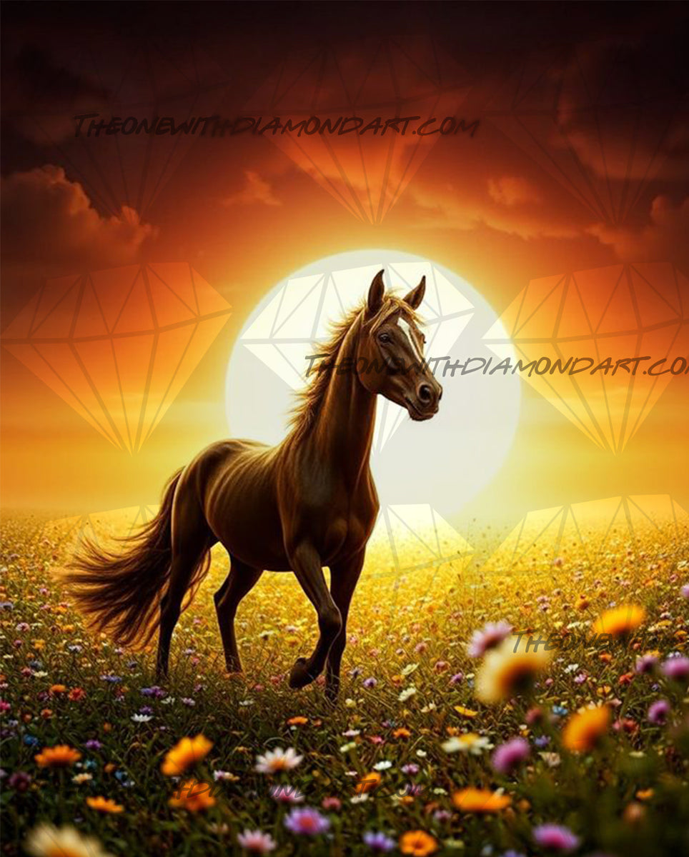 Equine Sunset ©Morrigan Austin – The One With The Diamond Art