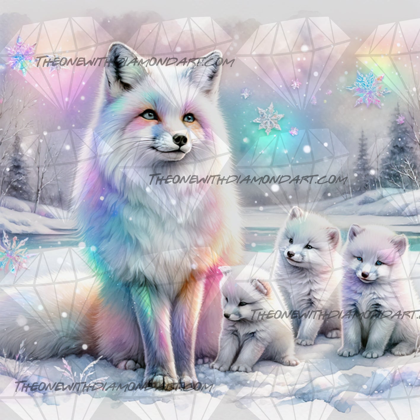 Dazzling Arctic Foxes ©Cocomarshmallow Art – The One With The Diamond Art