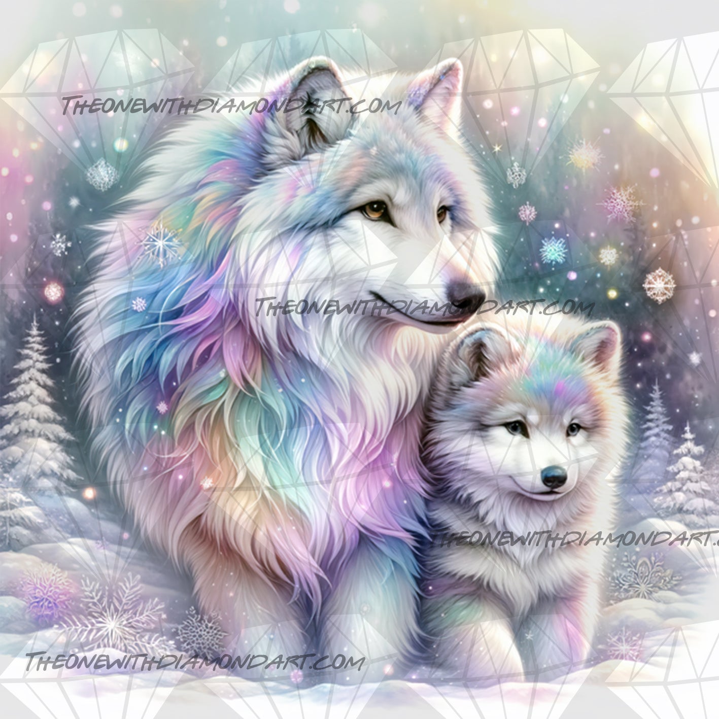 Luminous Arctic Wolves ©Cocomarshmallow Art – The One With The Diamond Art